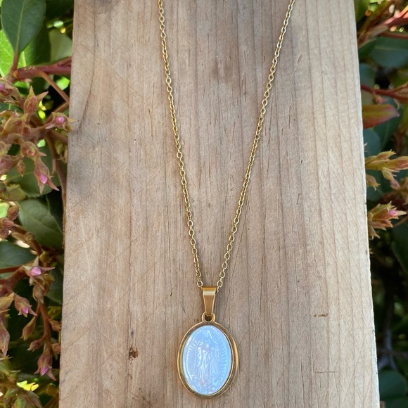 Jewelry | Mother Of Pearl Virgen Guadalupe Stainless Steel Natural ...
